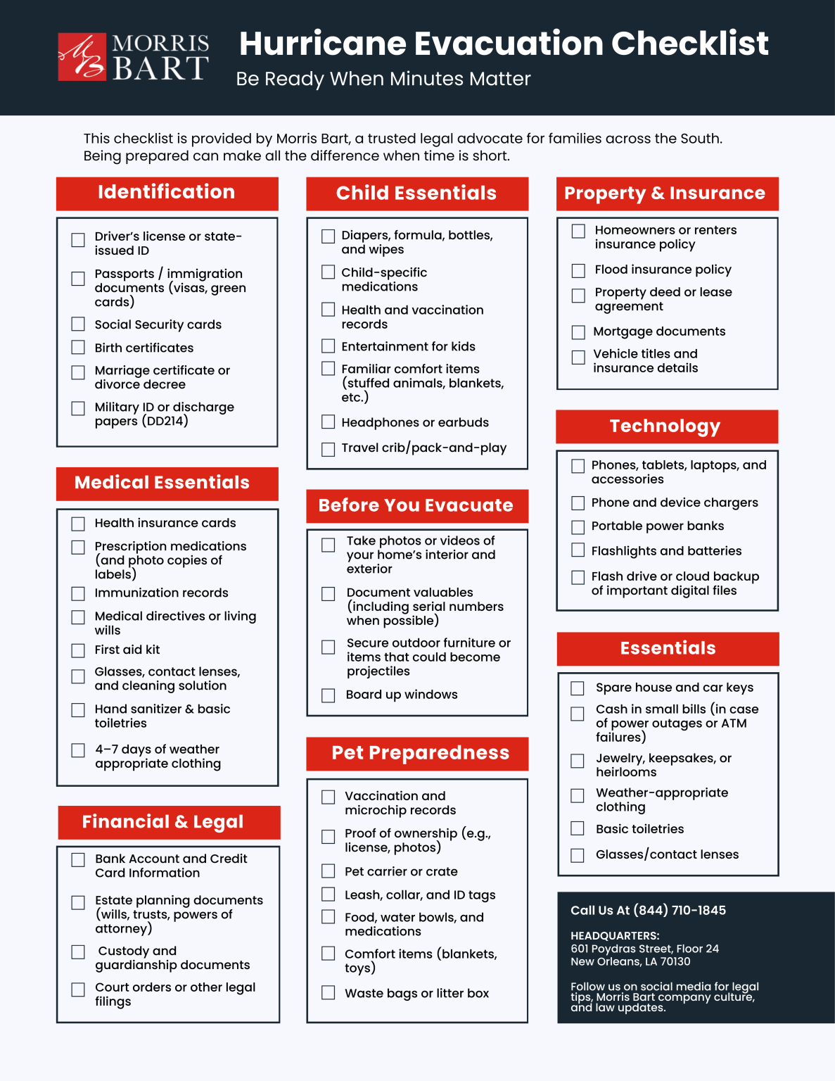 Hurricane Evacuation Checklist: Be Ready When Minutes Matter - Morris ...